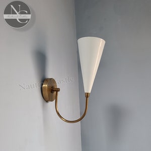 Mid Century Brass Wall Sconce Cone Shape Italian Stinlovo Scones Wall ...