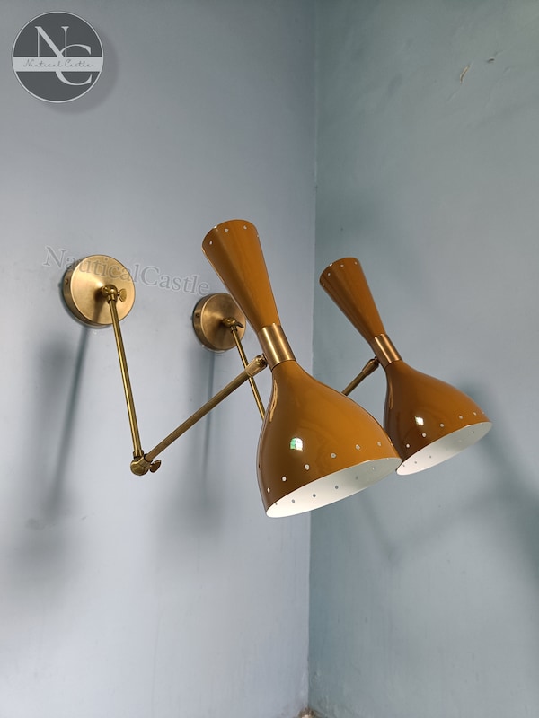 Raw Brass Round Kitchen Wall Fixture Mid Century Lighting Sputnik ...