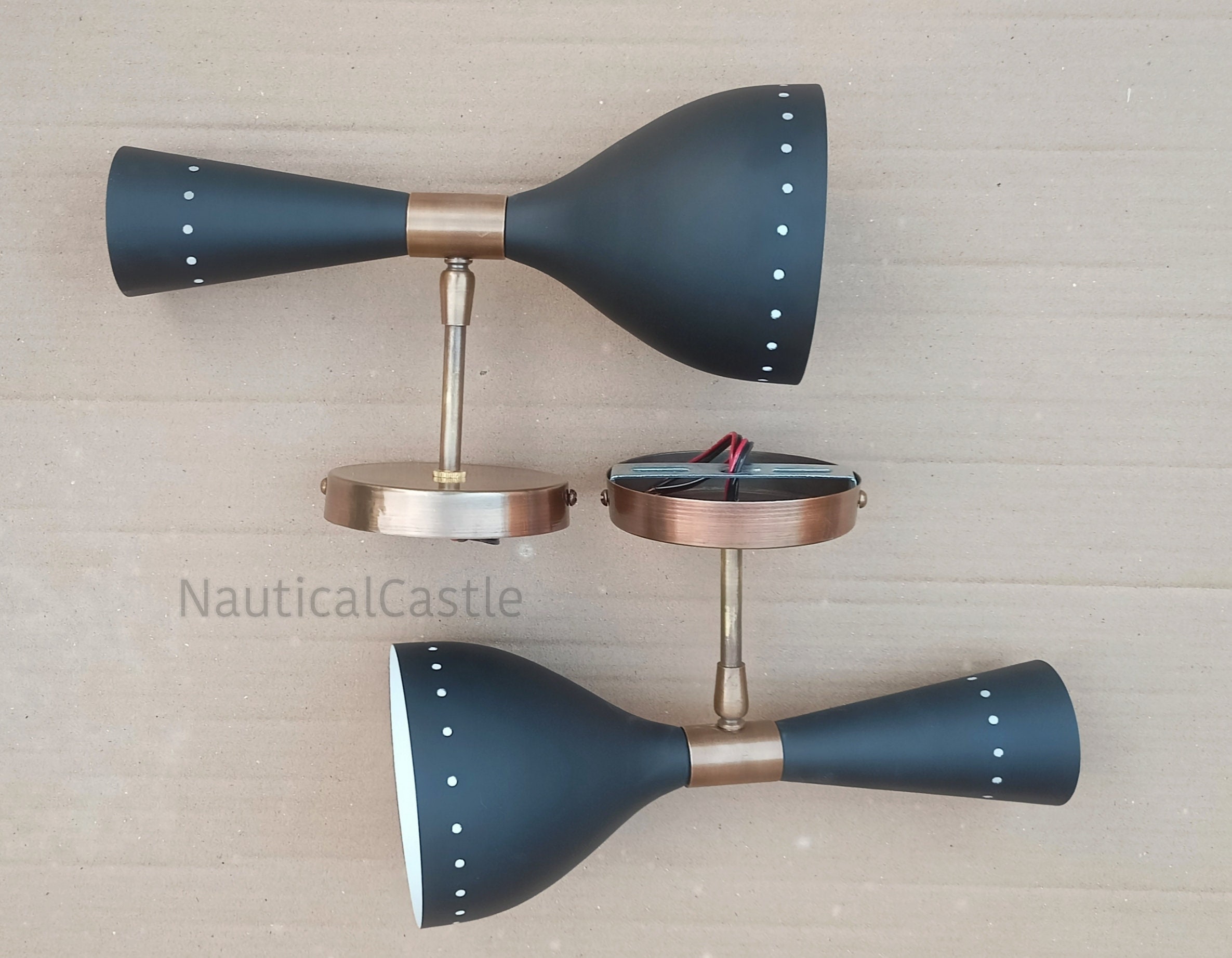 Matt Blue Wall Sconce Pair Set of 2 Italian Brass Sconce Wall - Etsy
