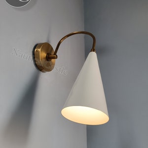 Mid Century Brass Wall Sconce Cone Shape Italian Stinlovo Scones Wall ...