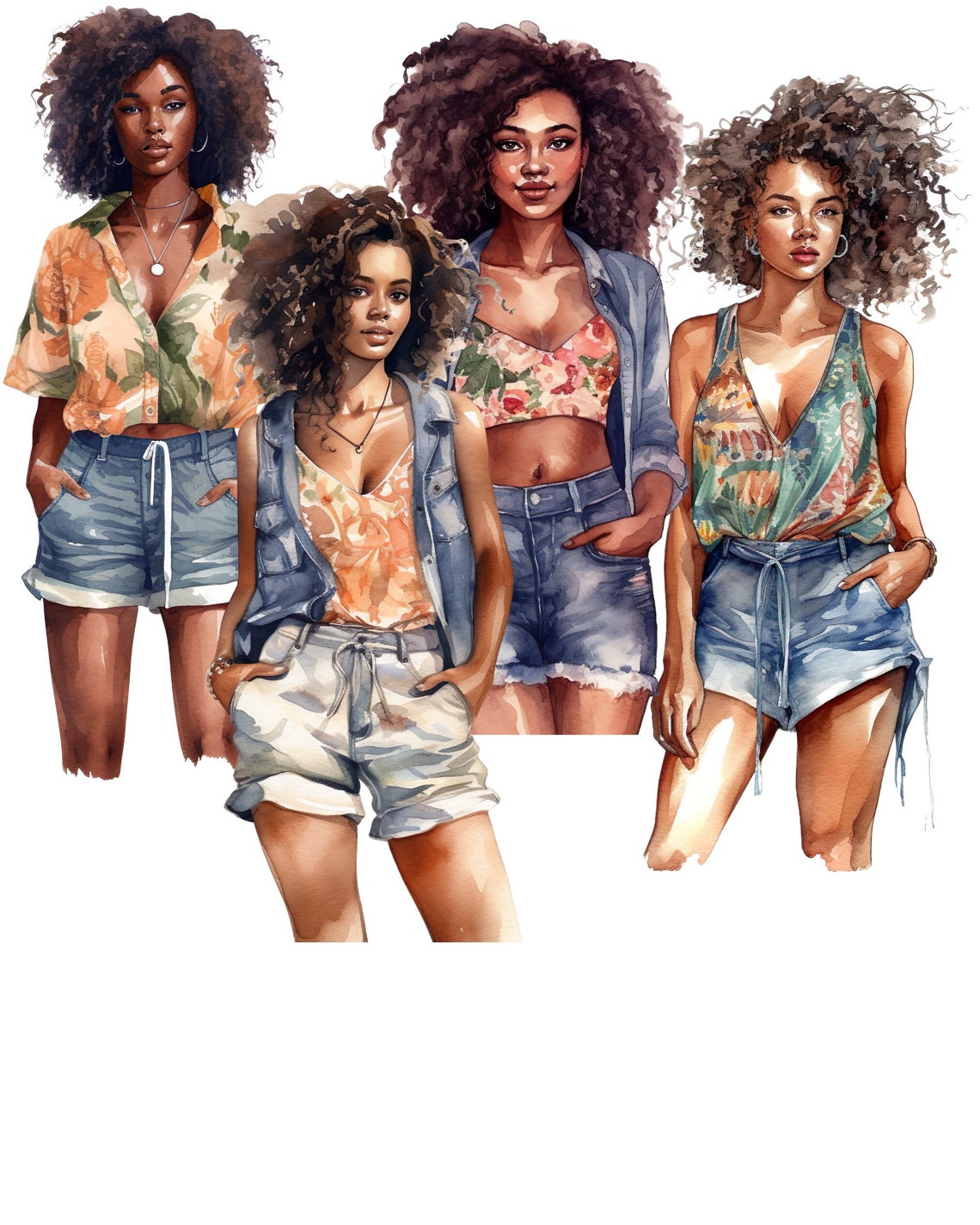 BLACK WOMEN STICKER, Curvy Women Sticker, African Girl Sticker, Digital ...