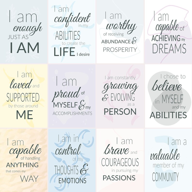50 Positive Affirmation Cards / Affirmation Cards Printable ...