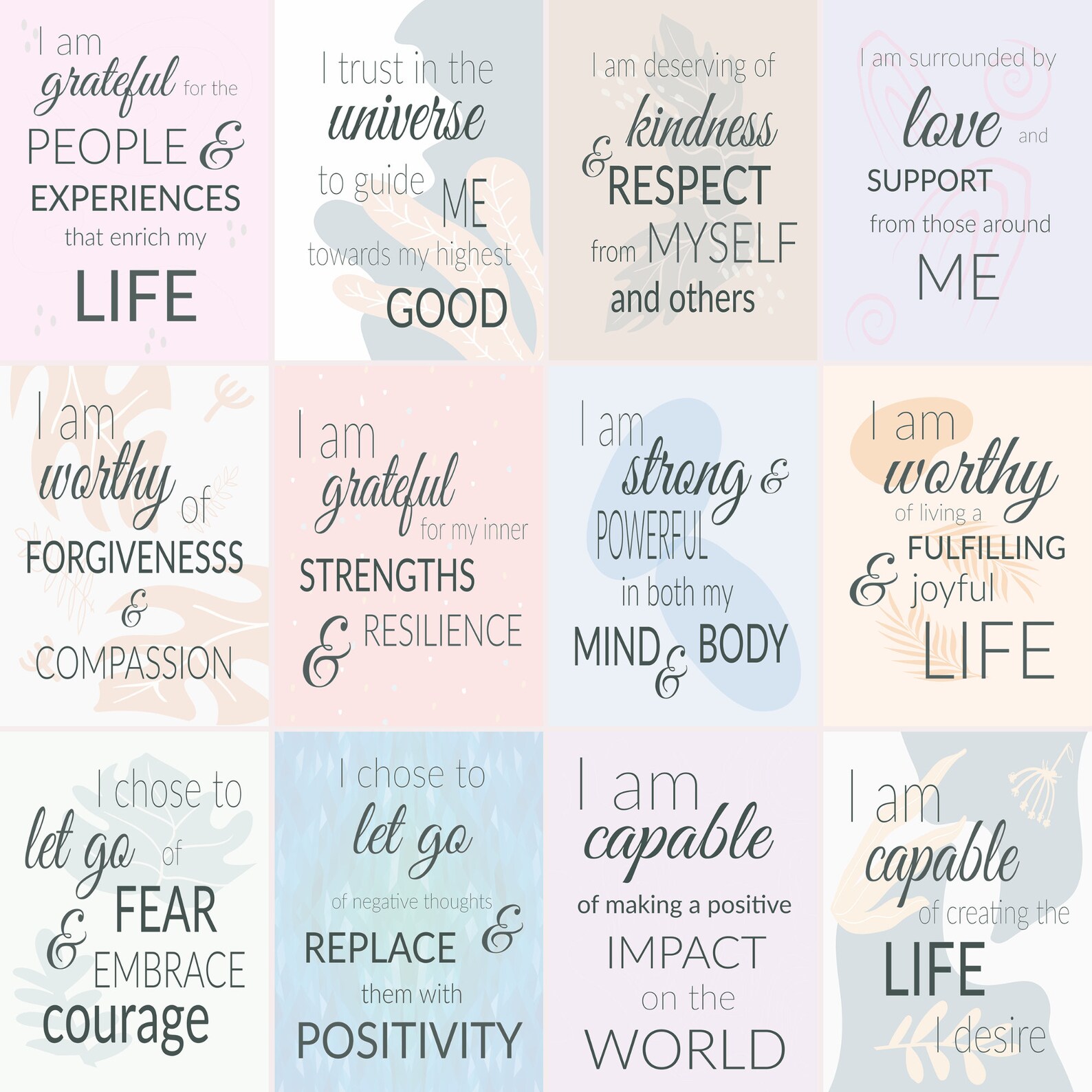 50 Positive Affirmation Cards / Affirmation Cards Printable ...