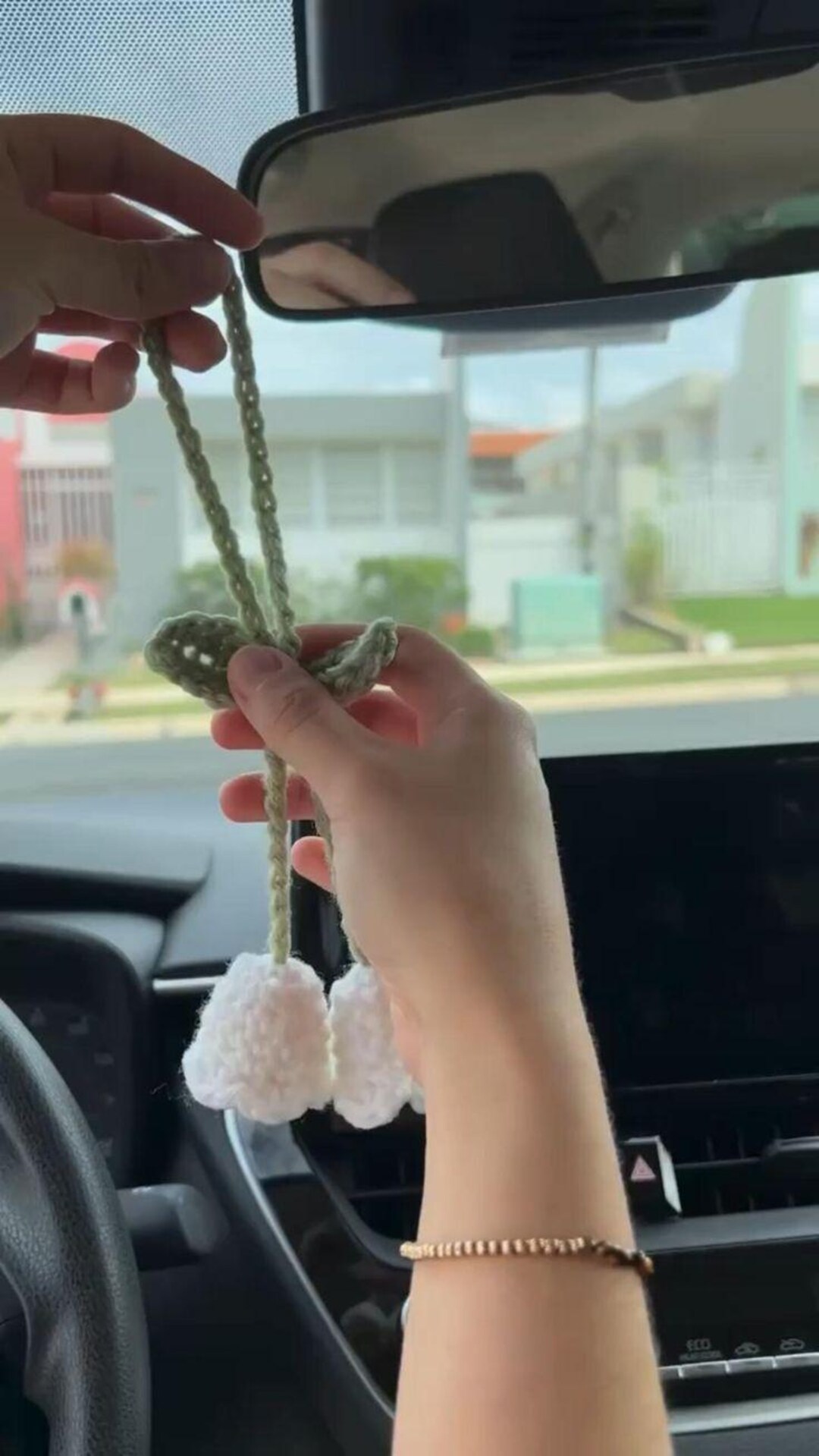 Car Hanging Crochet, Cute Car Accessories for Women Car Mirror Hanging ...