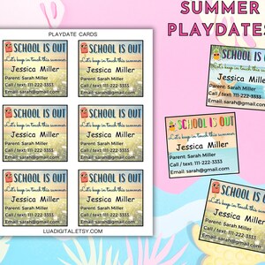 Editable Kids Playdate Card, Printable Summer Calling Card, Summer Play ...