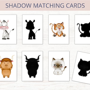 Shadow Matching Flashcards, 80 Printable Montessori Cards, Toddler ...
