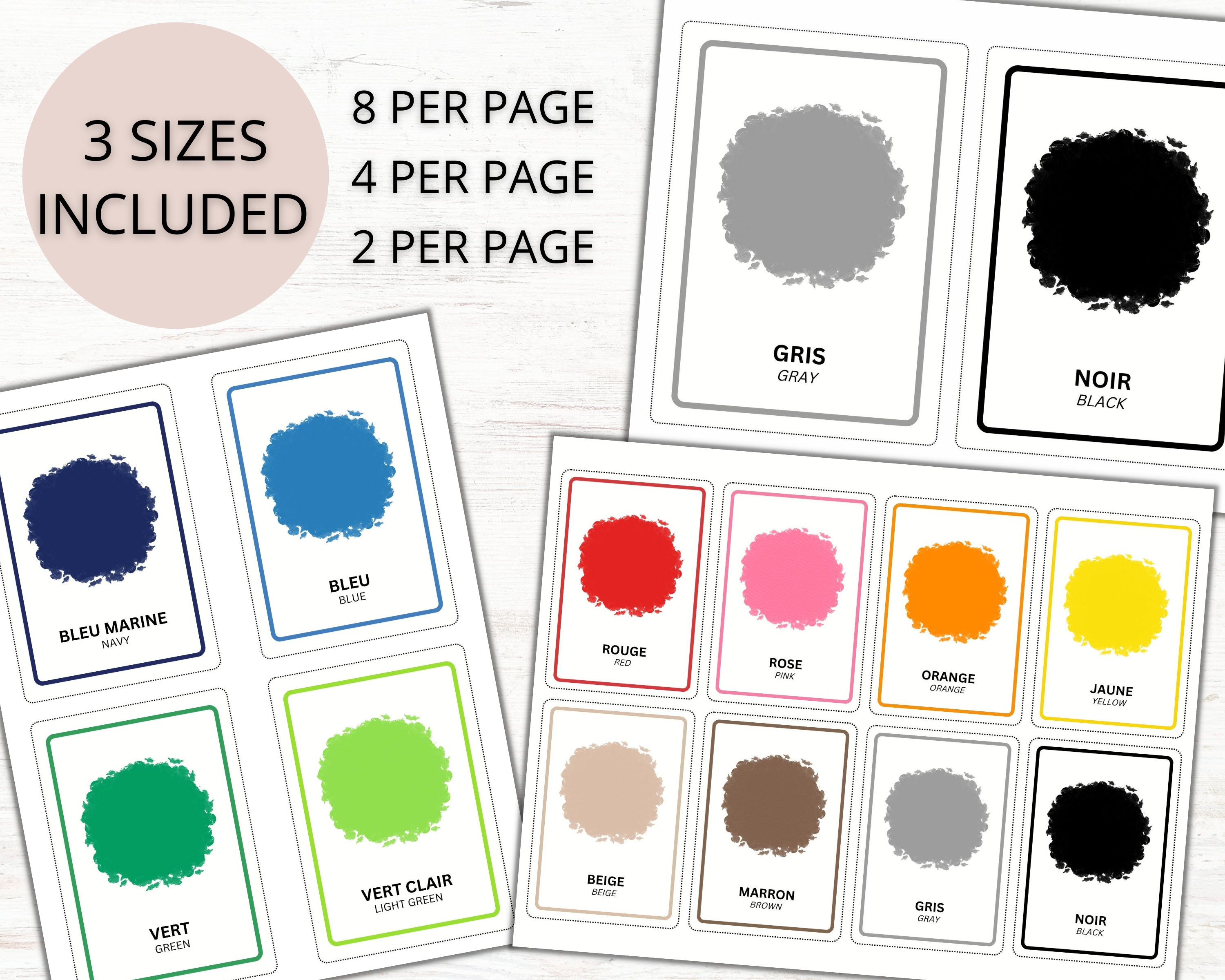 French & English Color Flashcards, Printable Bilingual Colours Flash ...