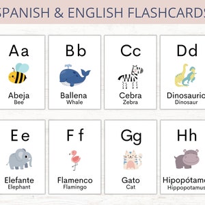 Spanish & English ABC Flashcards, Printable Bilingual Alphabet Flash ...