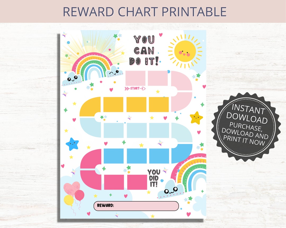 Rainbow Reward Chart, Printable Rainbow Reward Chart, Kids Behavior ...