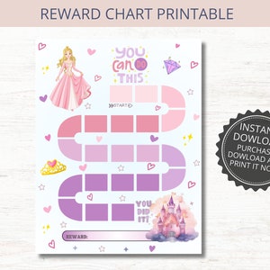 Princess Reward Chart, Printable Rainbow Reward Chart, Kids Behavior ...