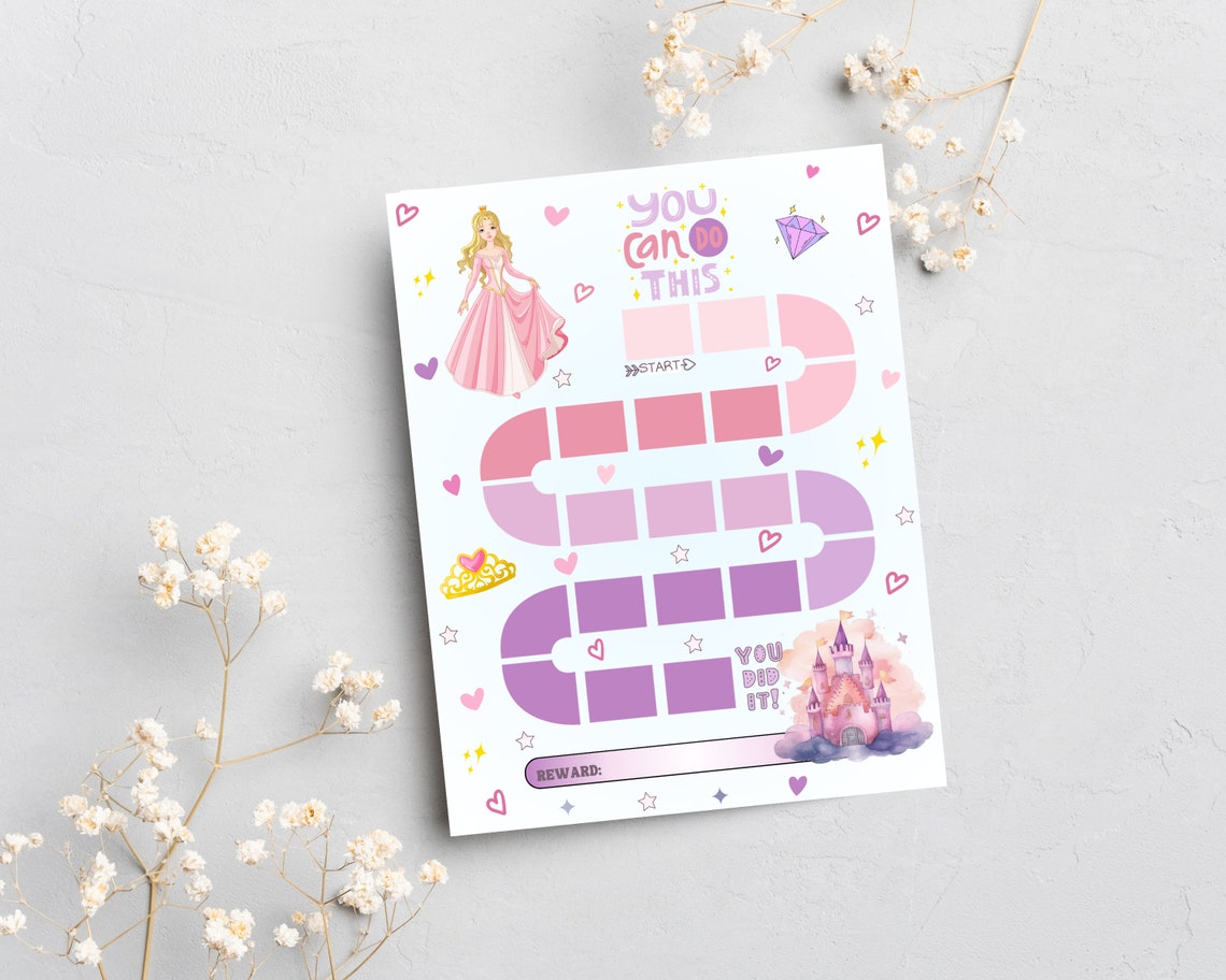 Princess Reward Chart, Printable Rainbow Reward Chart, Kids Behavior ...