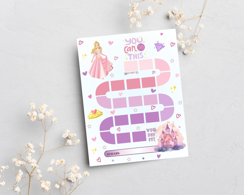 Princess Reward Chart, Printable Rainbow Reward Chart, Kids Behavior ...