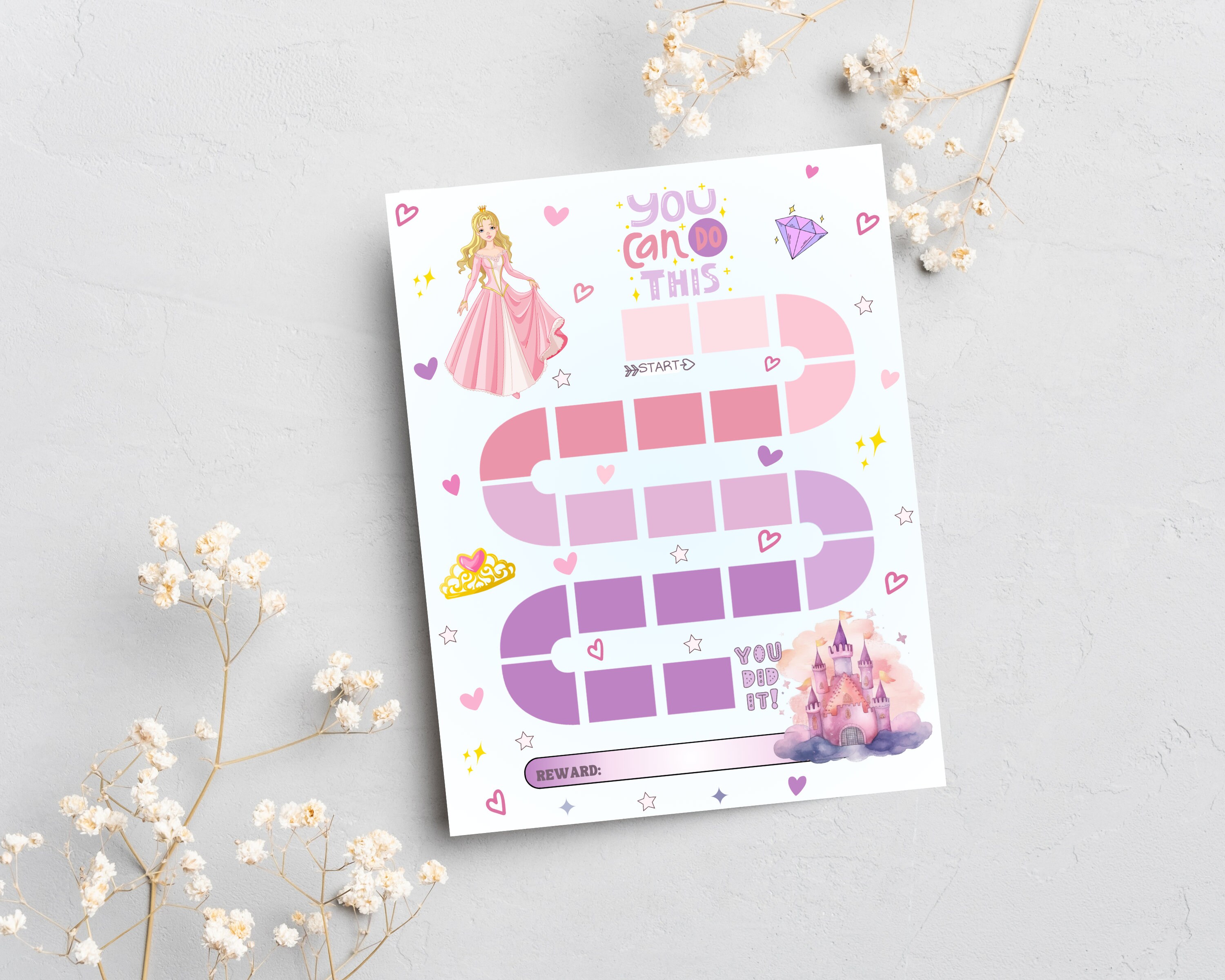 Princess Reward Chart, Printable Rainbow Reward Chart, Kids Behavior ...