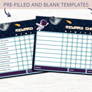 Editable Astronaut Reward Chart, Kids Behavior Chart, Rocket Ship ...