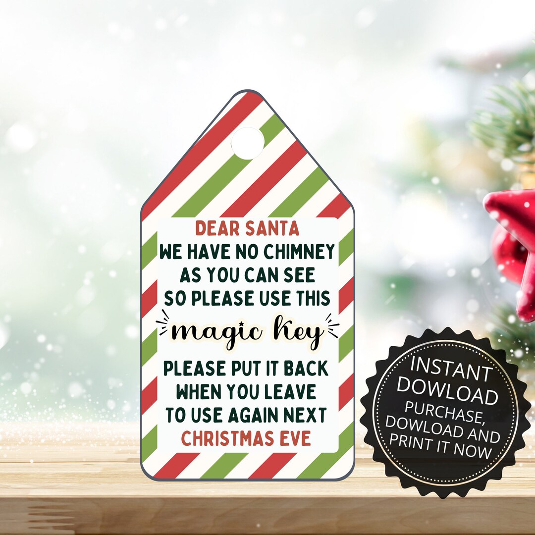 Santa's Magic Key Tag, Printable Christmas Gift Tag, Christmas Eve Box ...