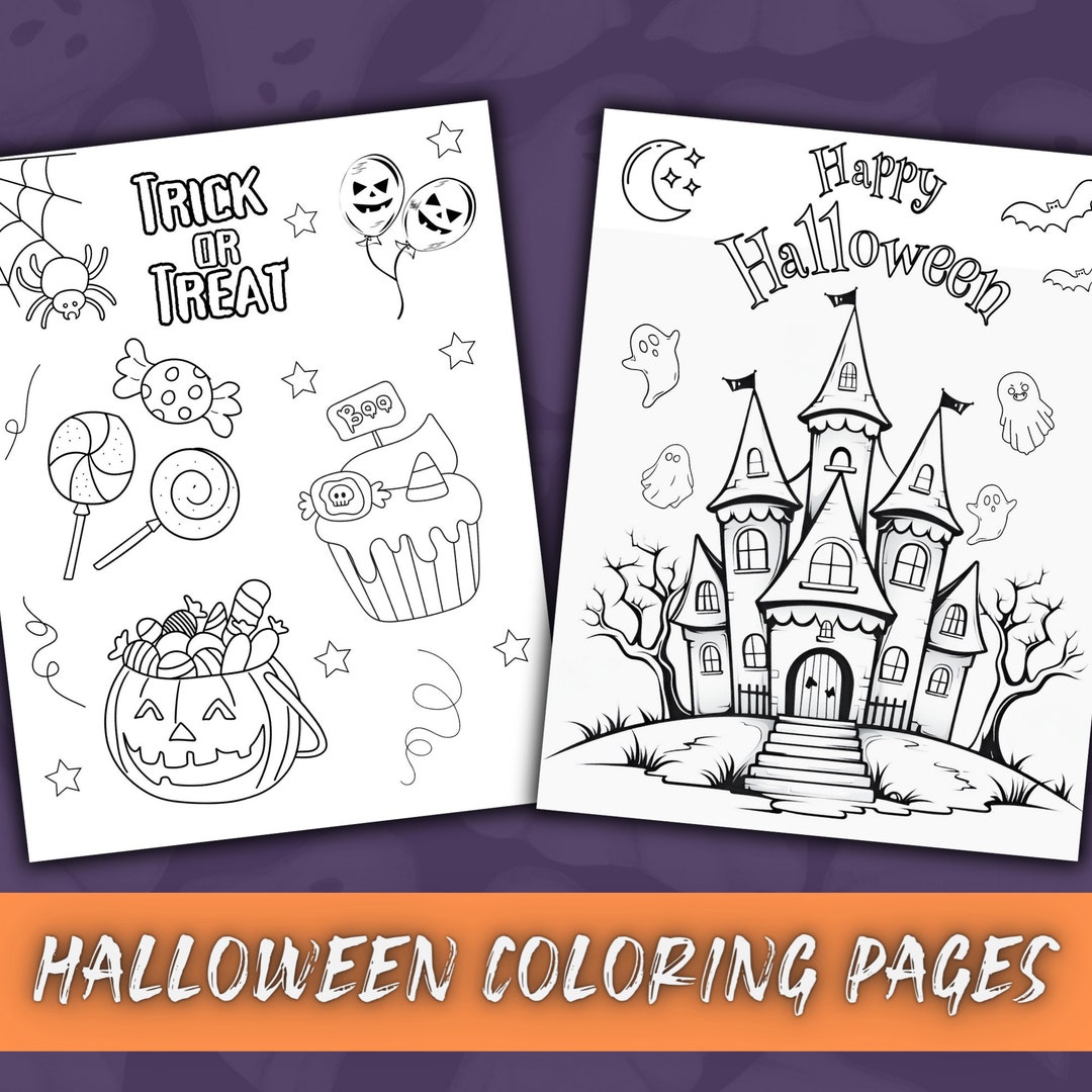 Cute Halloween Coloring Page, Printable Halloween Activity, Halloween ...
