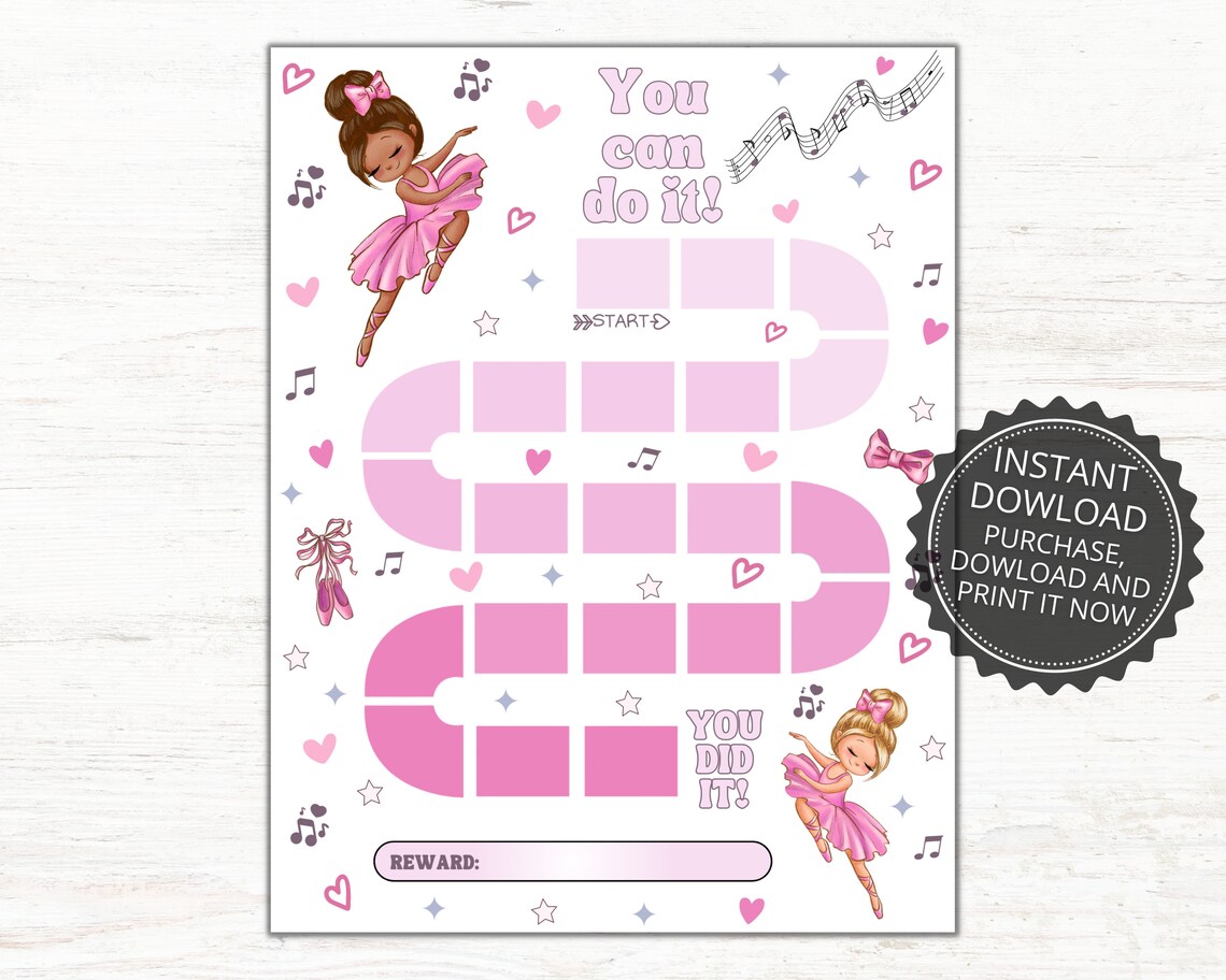 Ballerina Reward Chart, Reward Chart for Kids, Behavior Chart, Daily ...