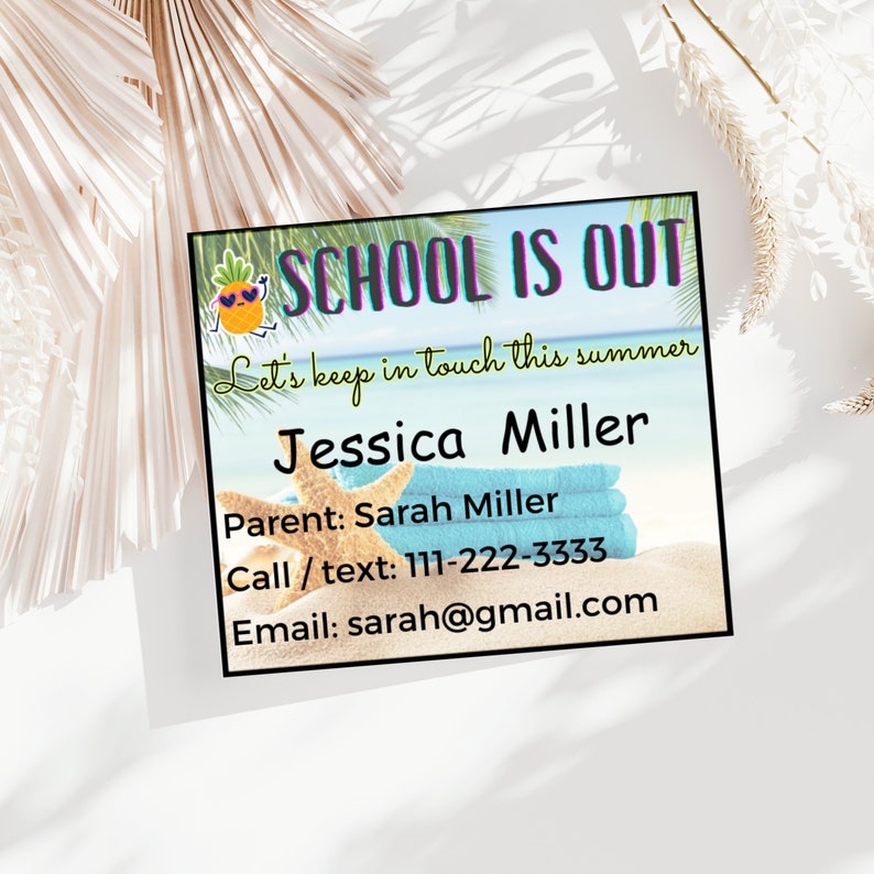 Editable Kids Playdate Card, Printable Summer Calling Card, Summer Play ...