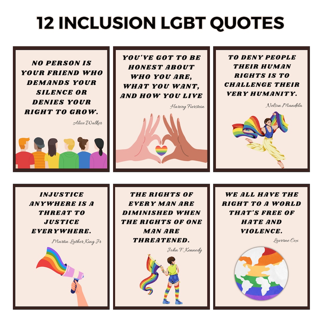 12 LGBTQ+ Printable Quotes, LGBT History Month, Inclusion Poster School ...