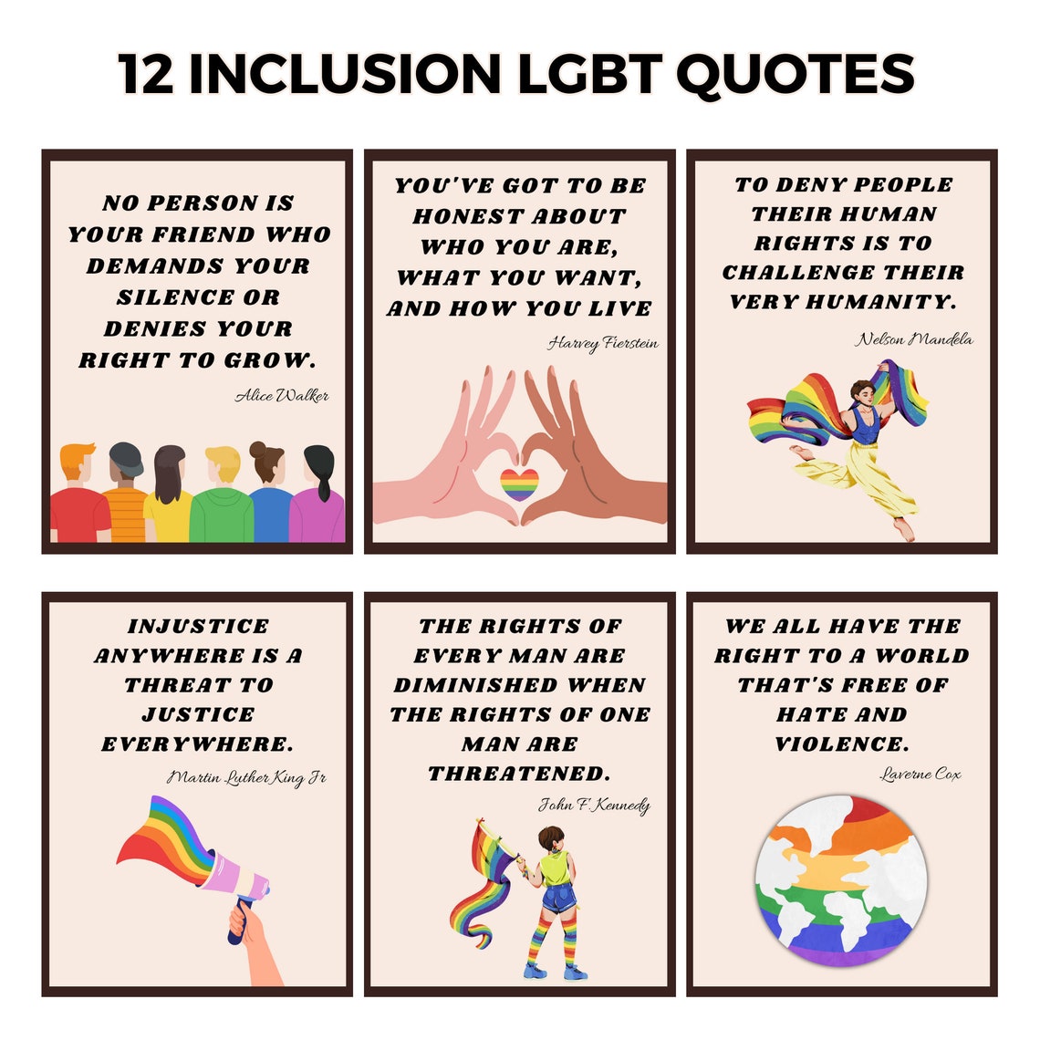 12 LGBTQ+ Printable Quotes, LGBT History Month, Inclusion Poster School ...