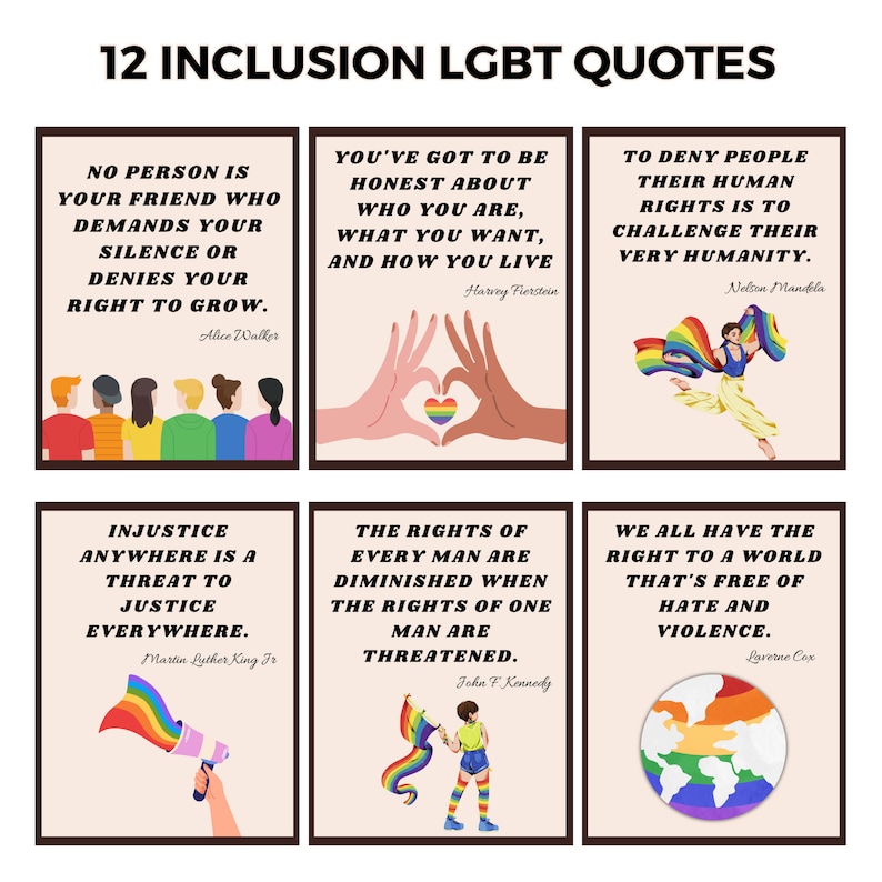 12 LGBTQ+ Printable Quotes, LGBT History Month, Inclusion Poster School ...