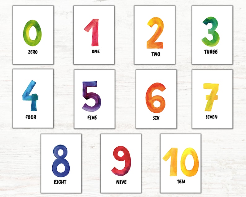 Number Flashcards, 123 Flash Cards, Educational Cards, Numbers Cards ...