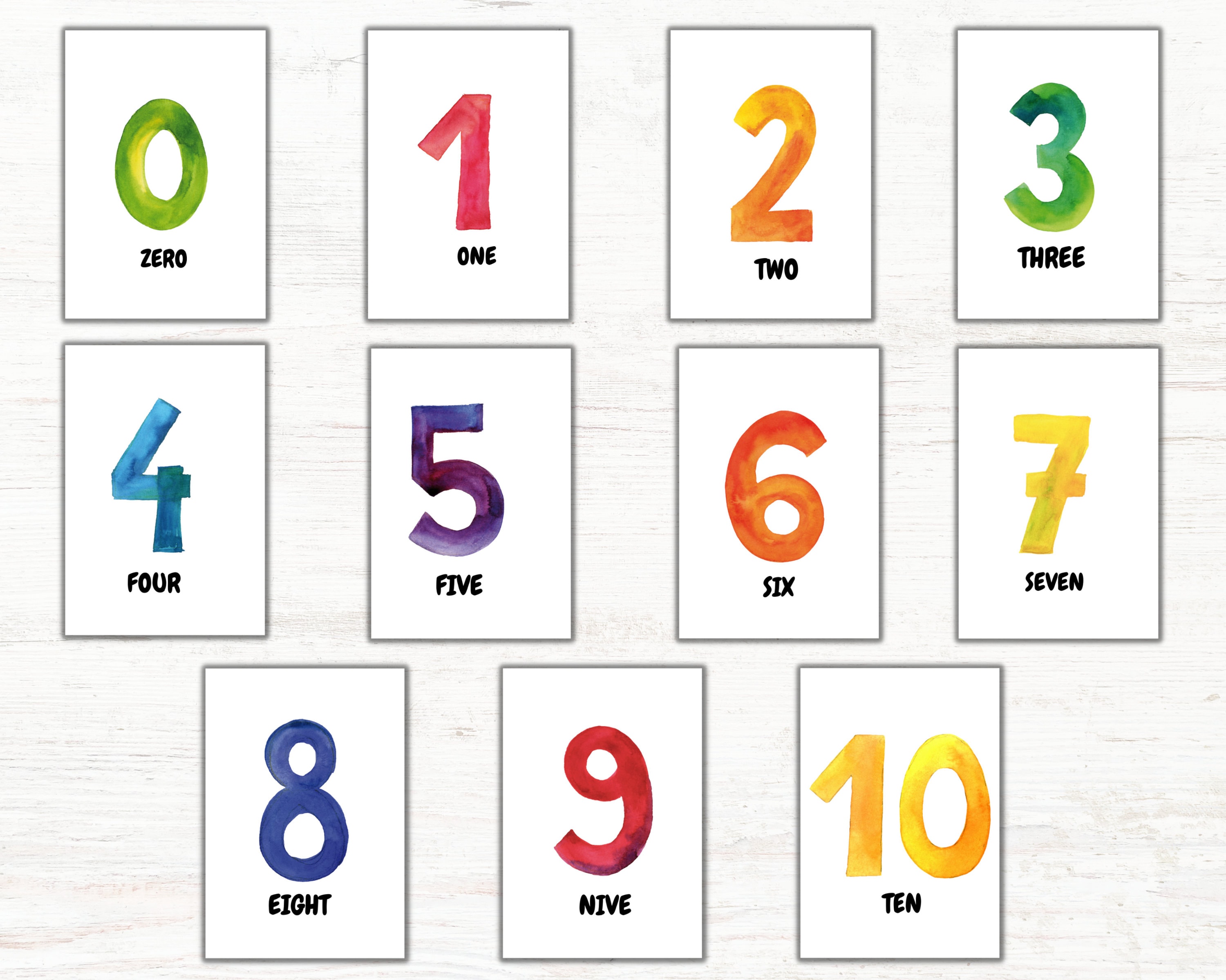 Number Flashcards, 123 Flash Cards, Educational Cards, Numbers Cards ...