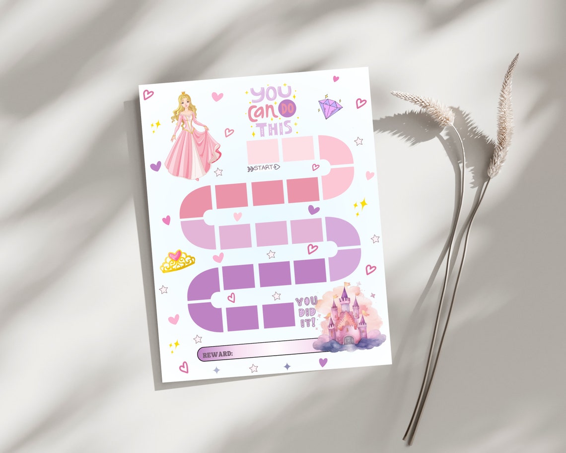 Princess Reward Chart, Printable Rainbow Reward Chart, Kids Behavior ...