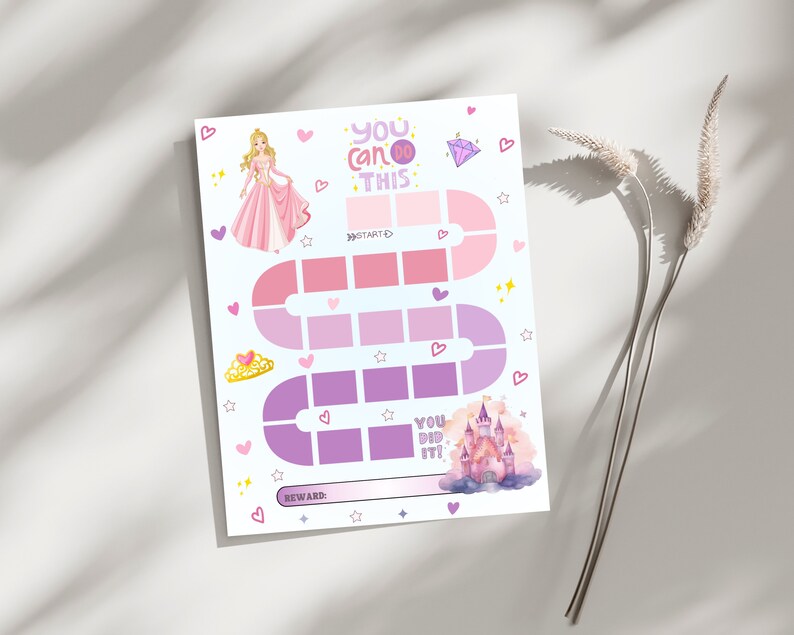 Princess Reward Chart, Printable Rainbow Reward Chart, Kids Behavior ...