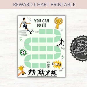 Soccer Reward Chart, Printable Football Reward Chart, Kids Behavior ...
