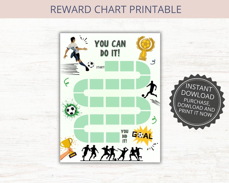 Soccer Reward Chart, Printable Football Reward Chart, Kids Behavior ...
