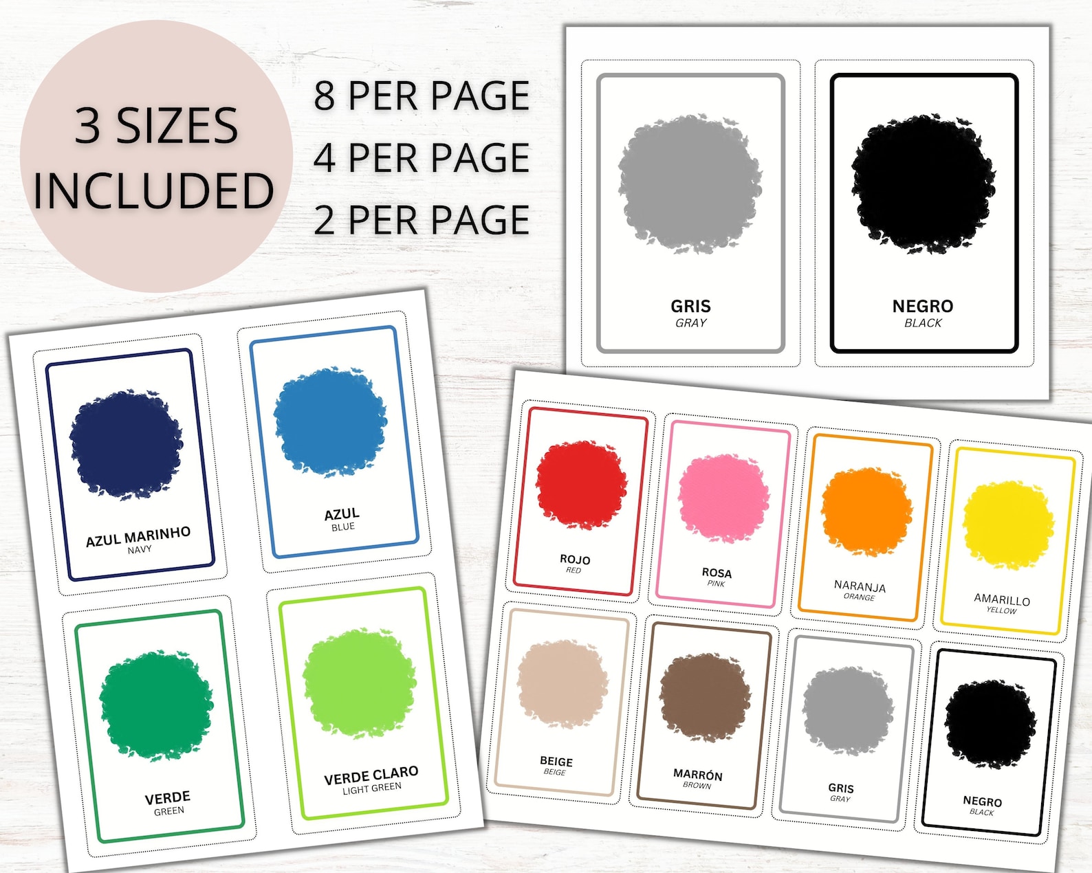 Spanish & English Color Flashcards, Printable Bilingual Colours Flash ...