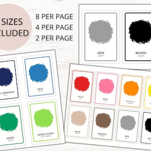 Spanish & English Color Flashcards, Printable Bilingual Colours Flash ...