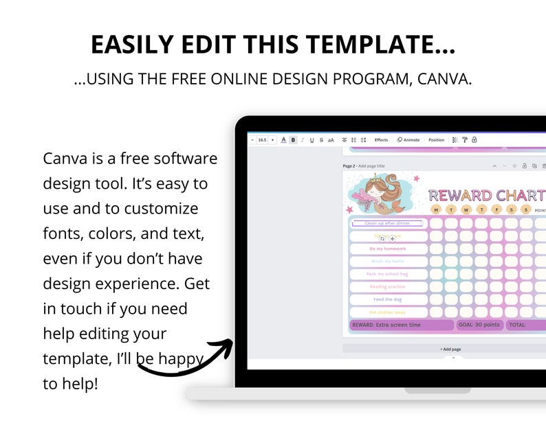 Editable Mermaid Reward Chart, Kids Behavior Chart, Children Routine ...
