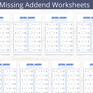 Printable Missing Addends Worksheet, 10 Math Worksheet for Kindergarten ...