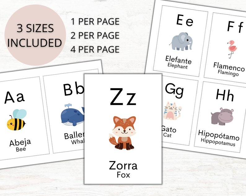 Spanish & English ABC Flashcards, Printable Bilingual Alphabet Flash ...