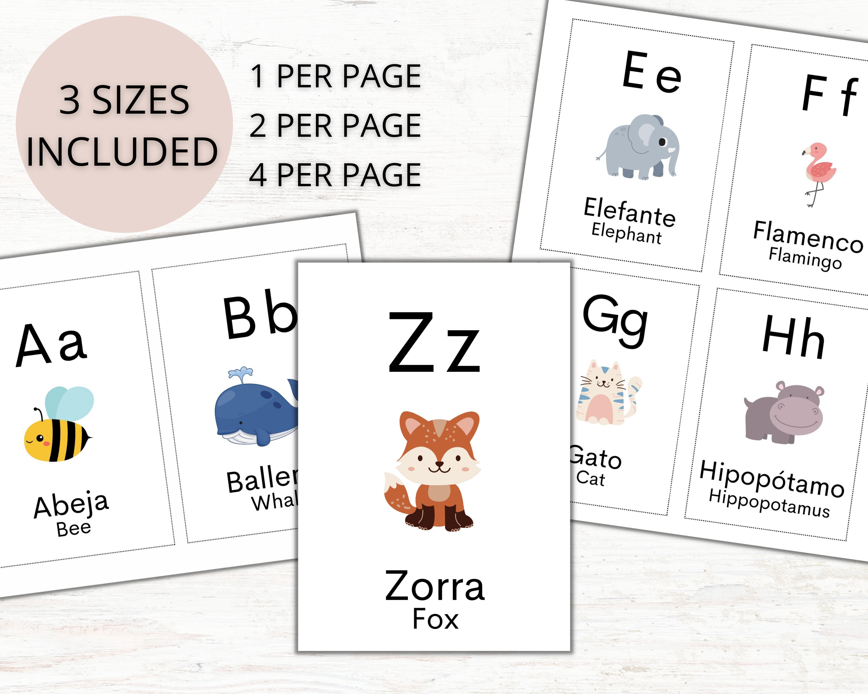 Printable Spanish To English Flashcards Alphabet Flashcards Etsy