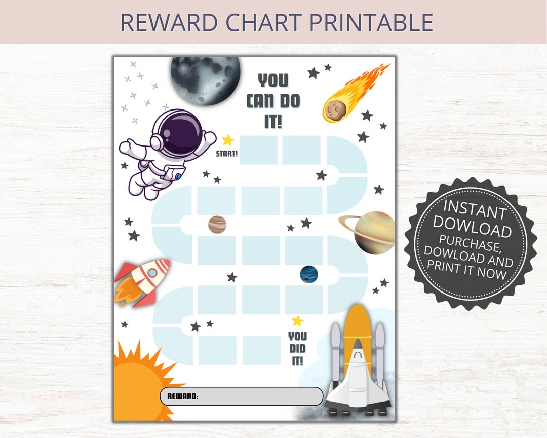 Printable Astronaut Reward Chart, Outer Space Behavior Chart, Children ...