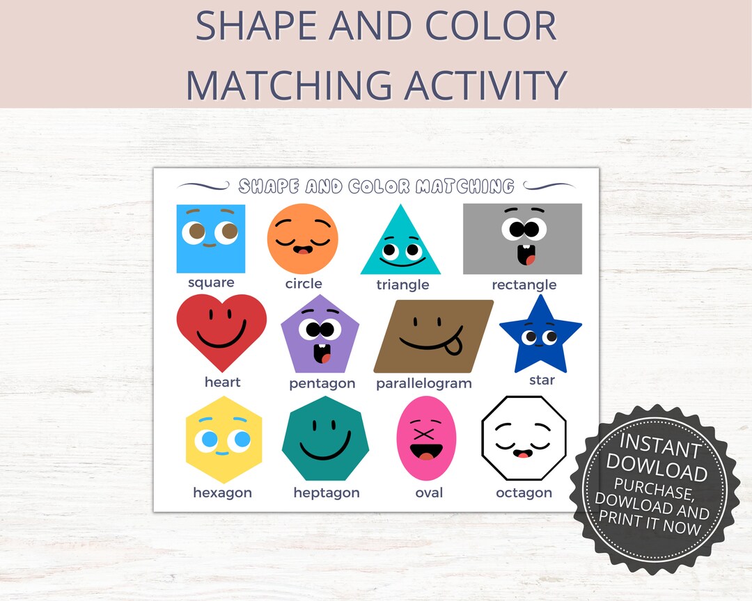 Shape and Color Matching Activity Shapes Printable Learning - Etsy