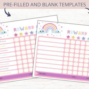 Editable Rainbow Reward Chart, Kids Behavior Chart, Children Routine ...