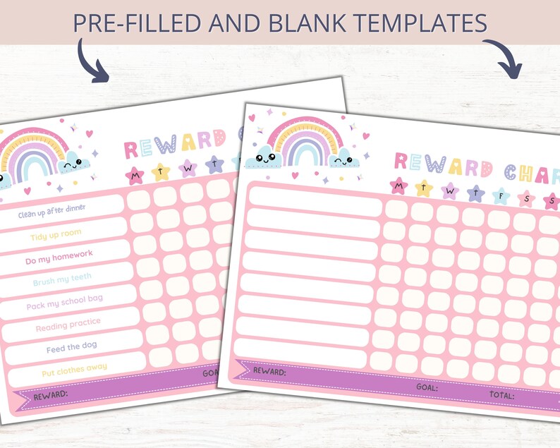 Editable Rainbow Reward Chart, Kids Behavior Chart, Children Routine ...