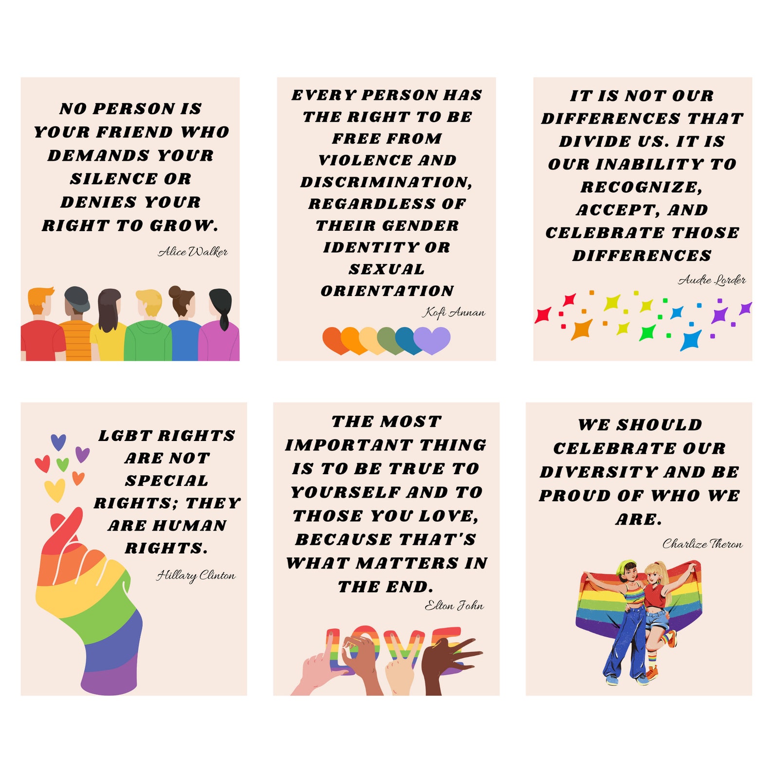 12 LGBTQ+ Printable Quotes, LGBT History Month, Inclusion Poster School ...