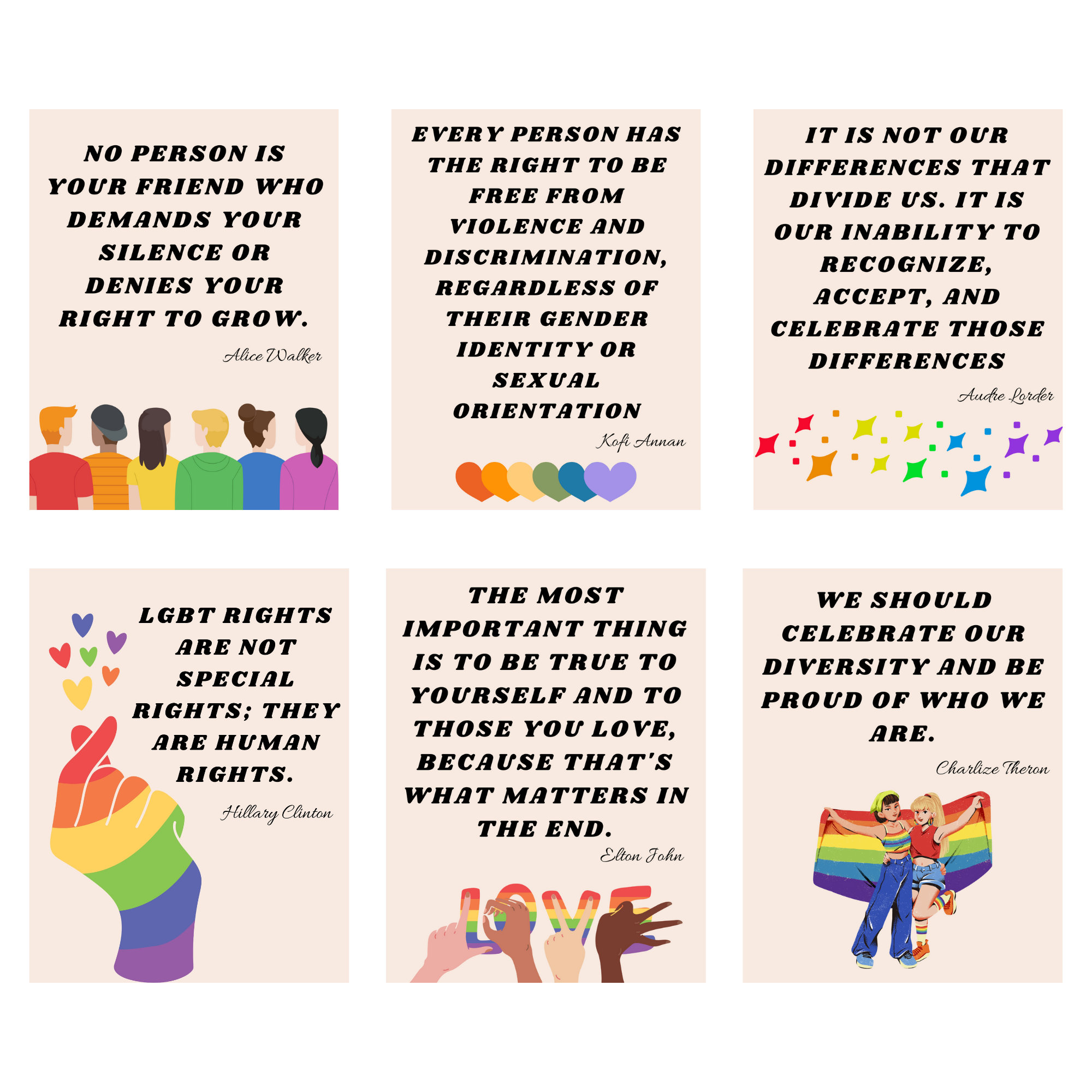 12 LGBTQ+ Printable Quotes, LGBT History Month, Inclusion Poster School ...