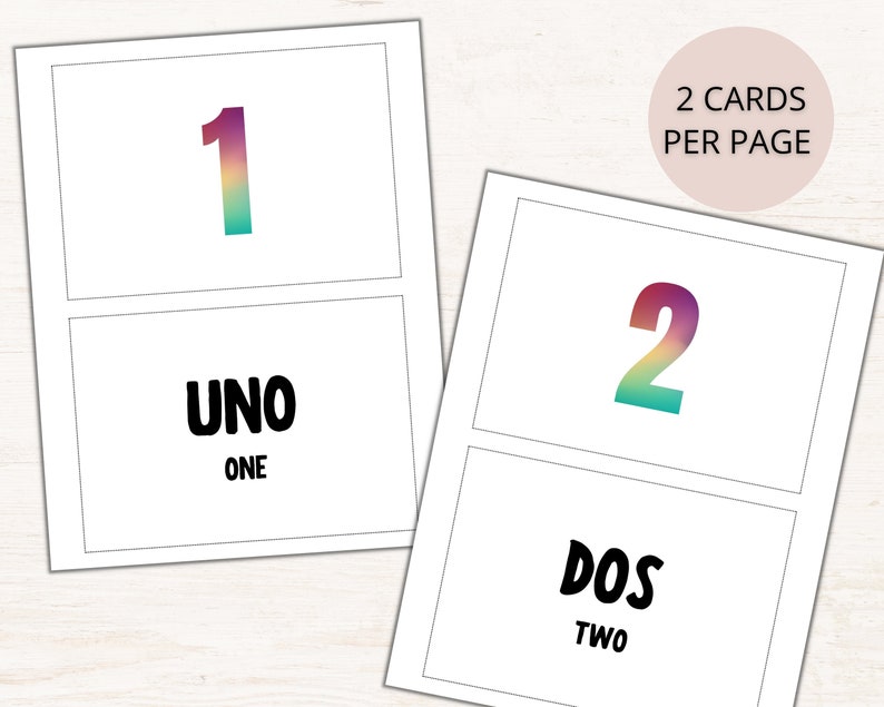 Spanish & English Number Flashcard 0 - 20, Printable Bilingual Rainbow ...