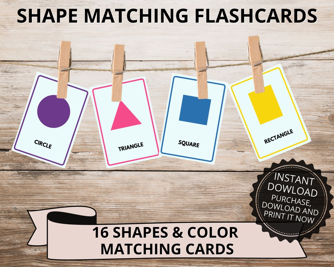 Shape Matching Flashcards, Shapes Printable, Learning Shapes, Toddler ...