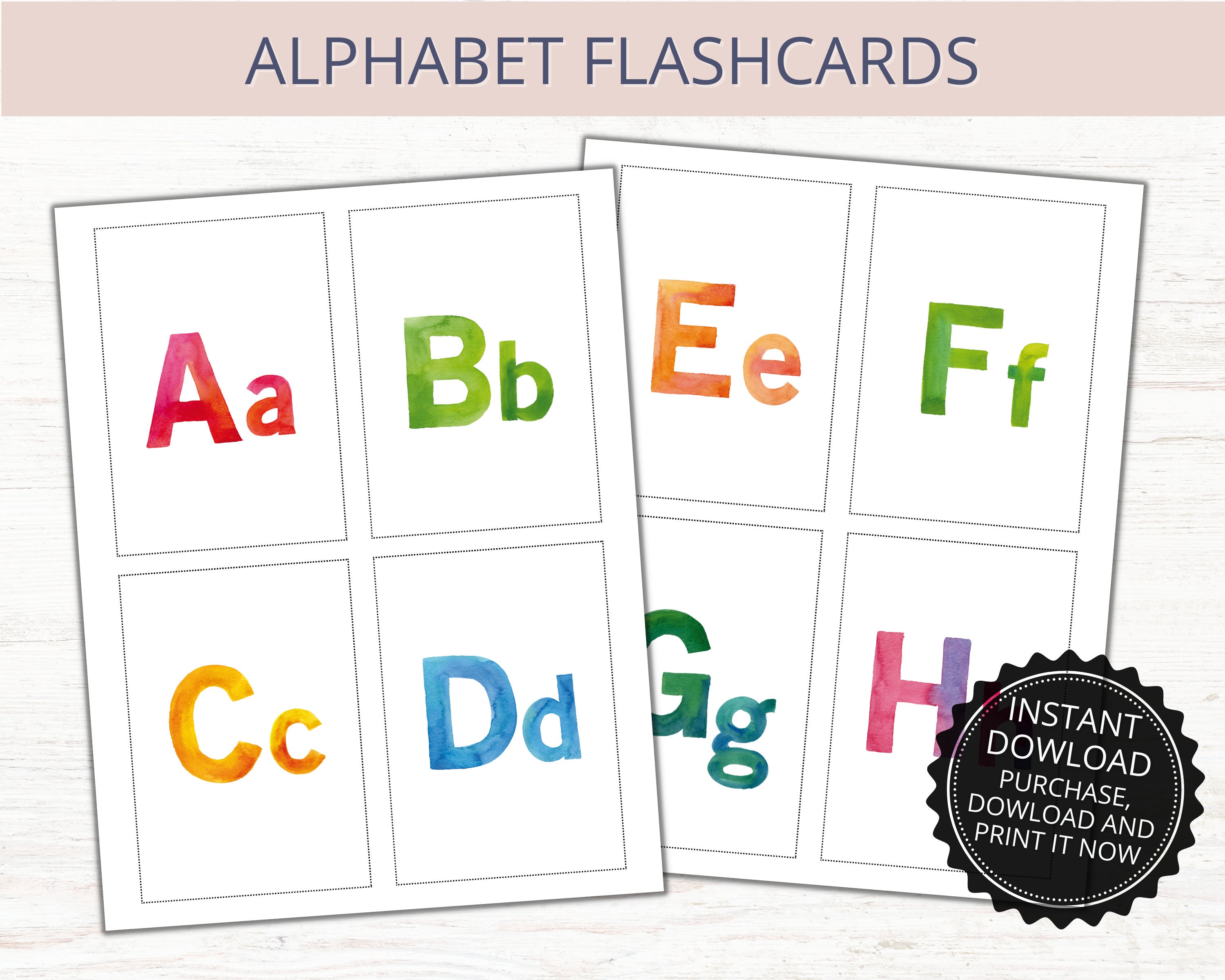 Alphabet Flashcards, ABC Flash Cards, Educational Cards, A-Z Cards ...