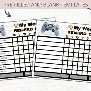 Editable Gaming Reward Chart, Kids Behavior Chart, Children Routine ...