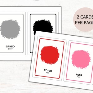 Italian & English Color Flashcards, Printable Bilingual Colours Flash ...