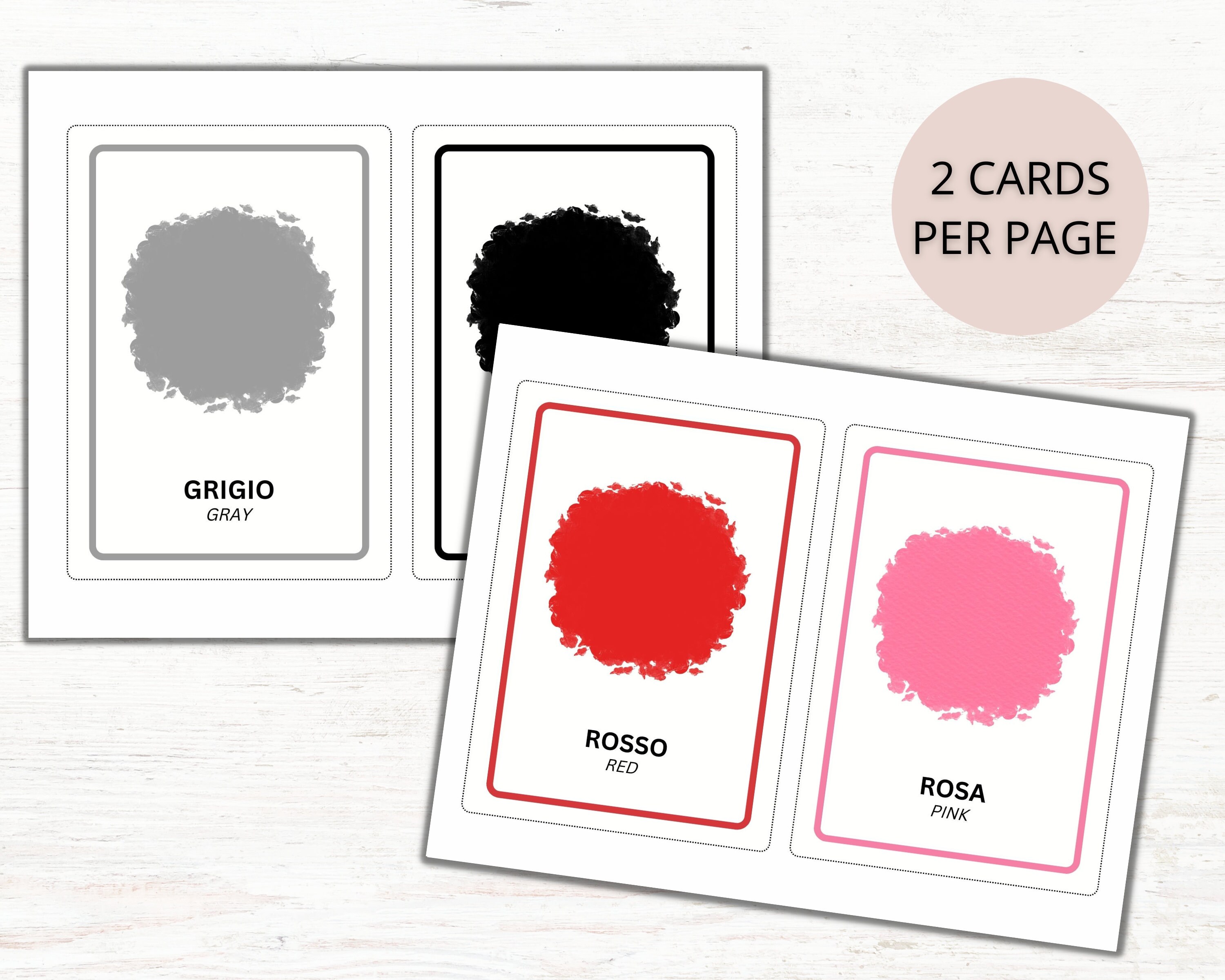Italian & English Color Flashcards, Printable Bilingual Colours Flash ...