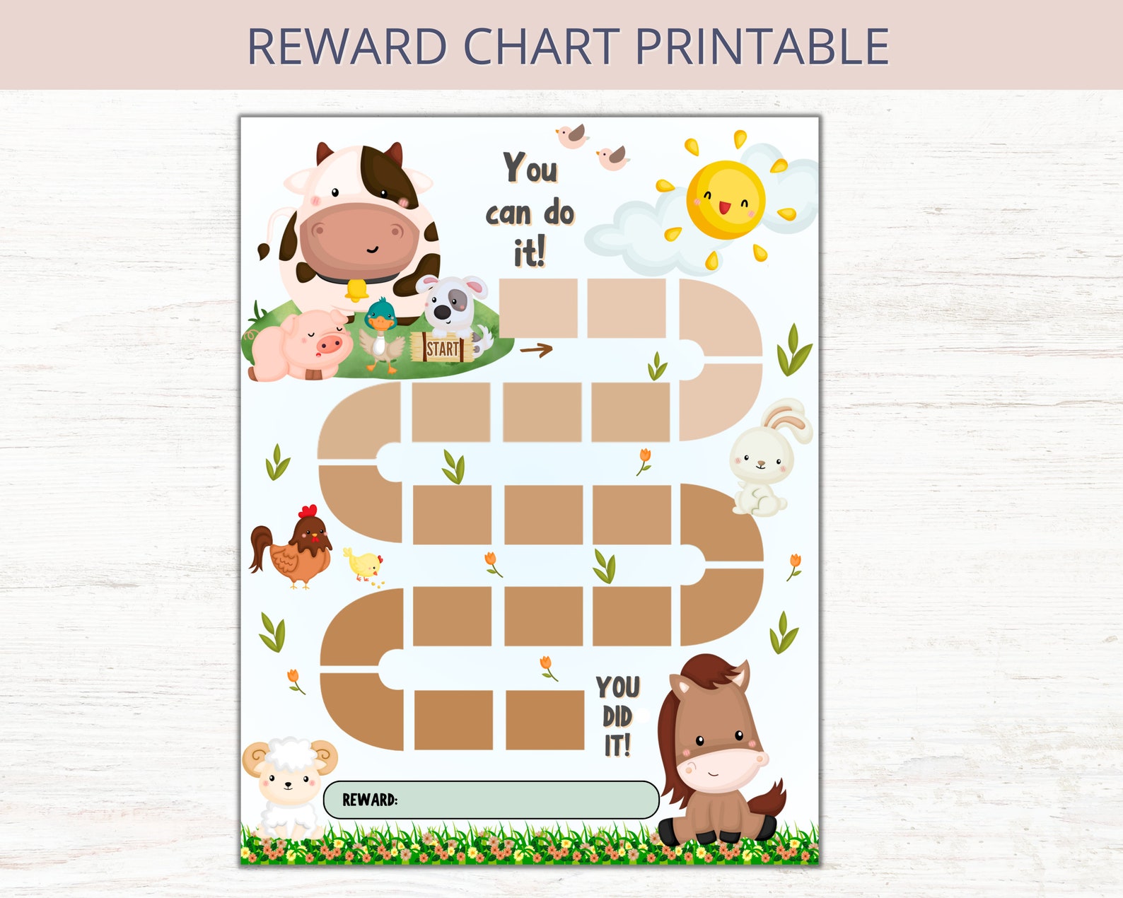 Printable Farm Animals Reward Chart, Kids Behavior Chart, Children ...